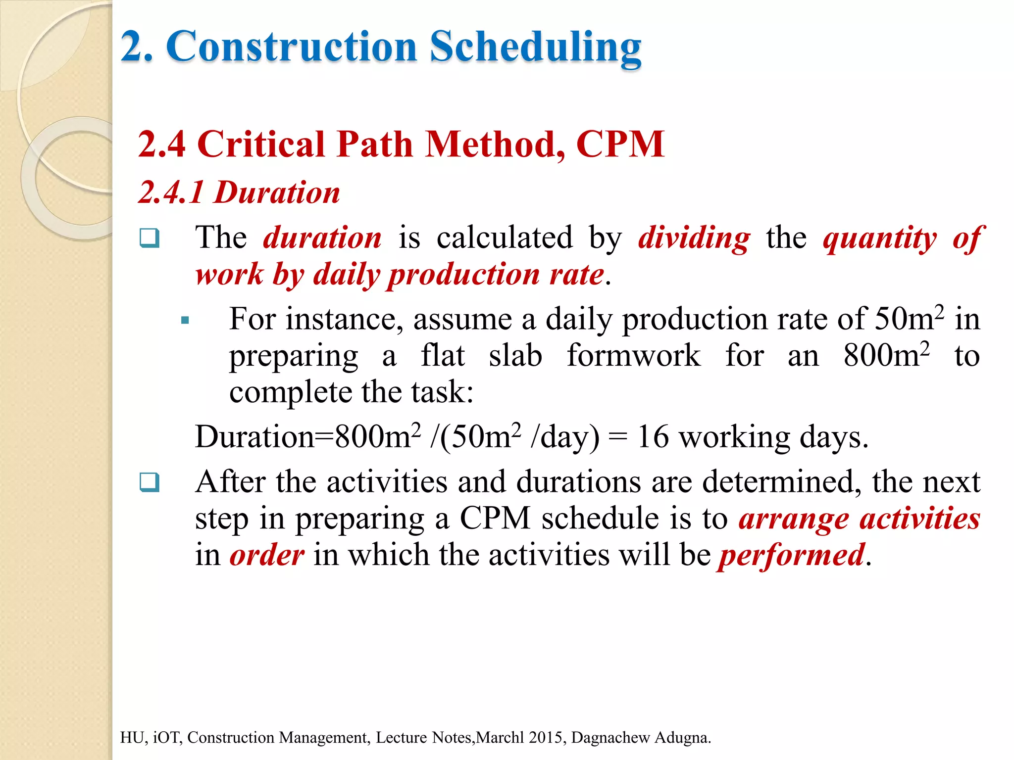 Chapter 3 Construction Planning And Scheduling Lect 3ppt