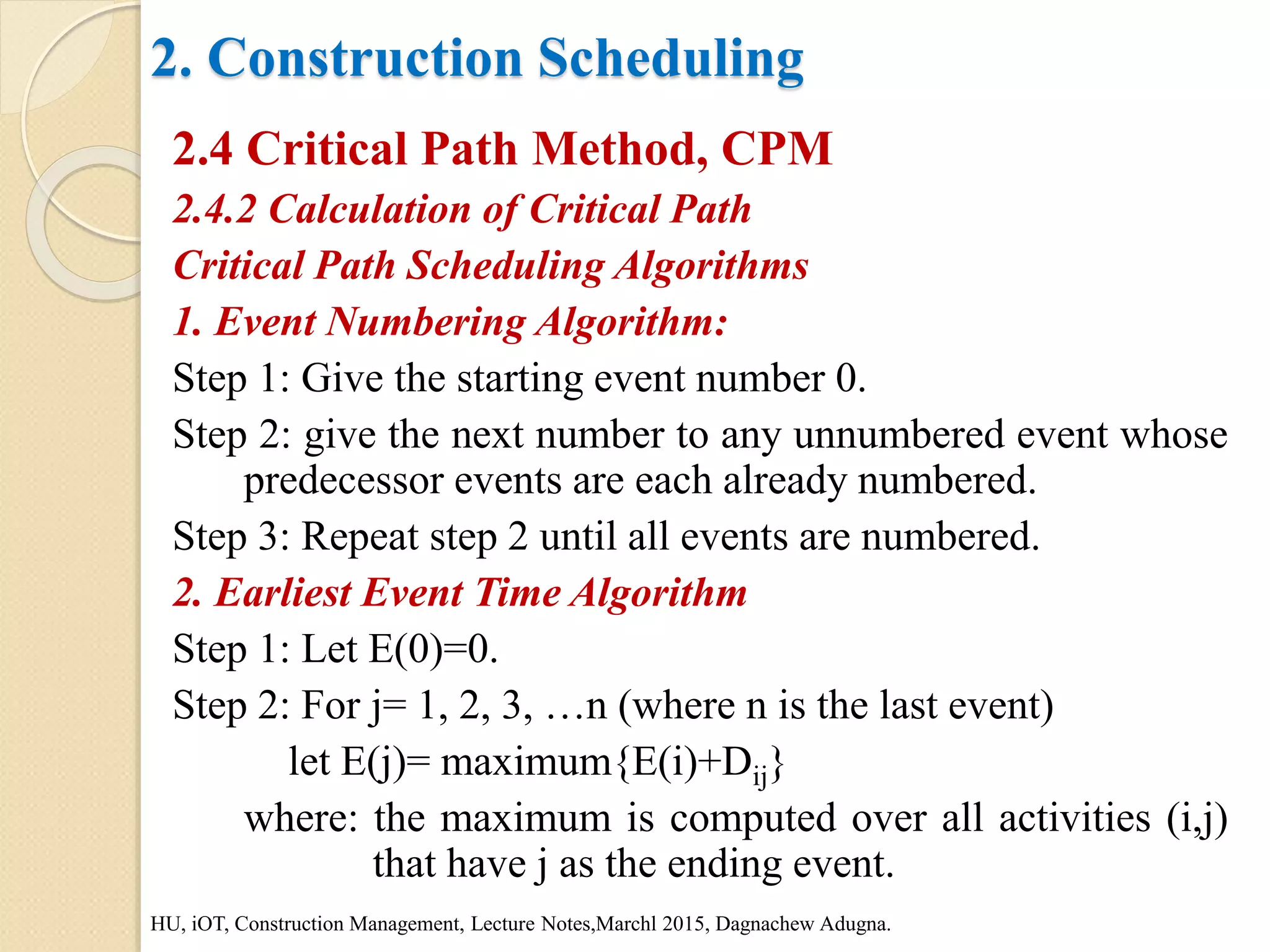 Chapter 3 Construction Planning and Scheduling lect. 3.ppt