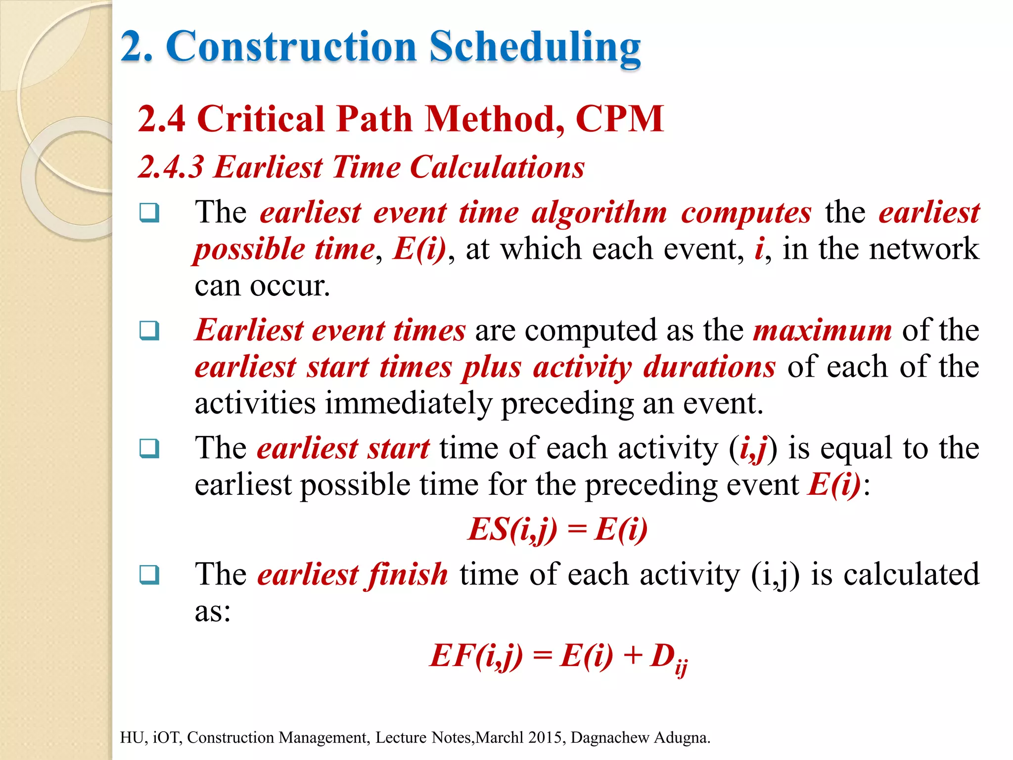 Chapter 3 Construction Planning and Scheduling lect. 3.ppt