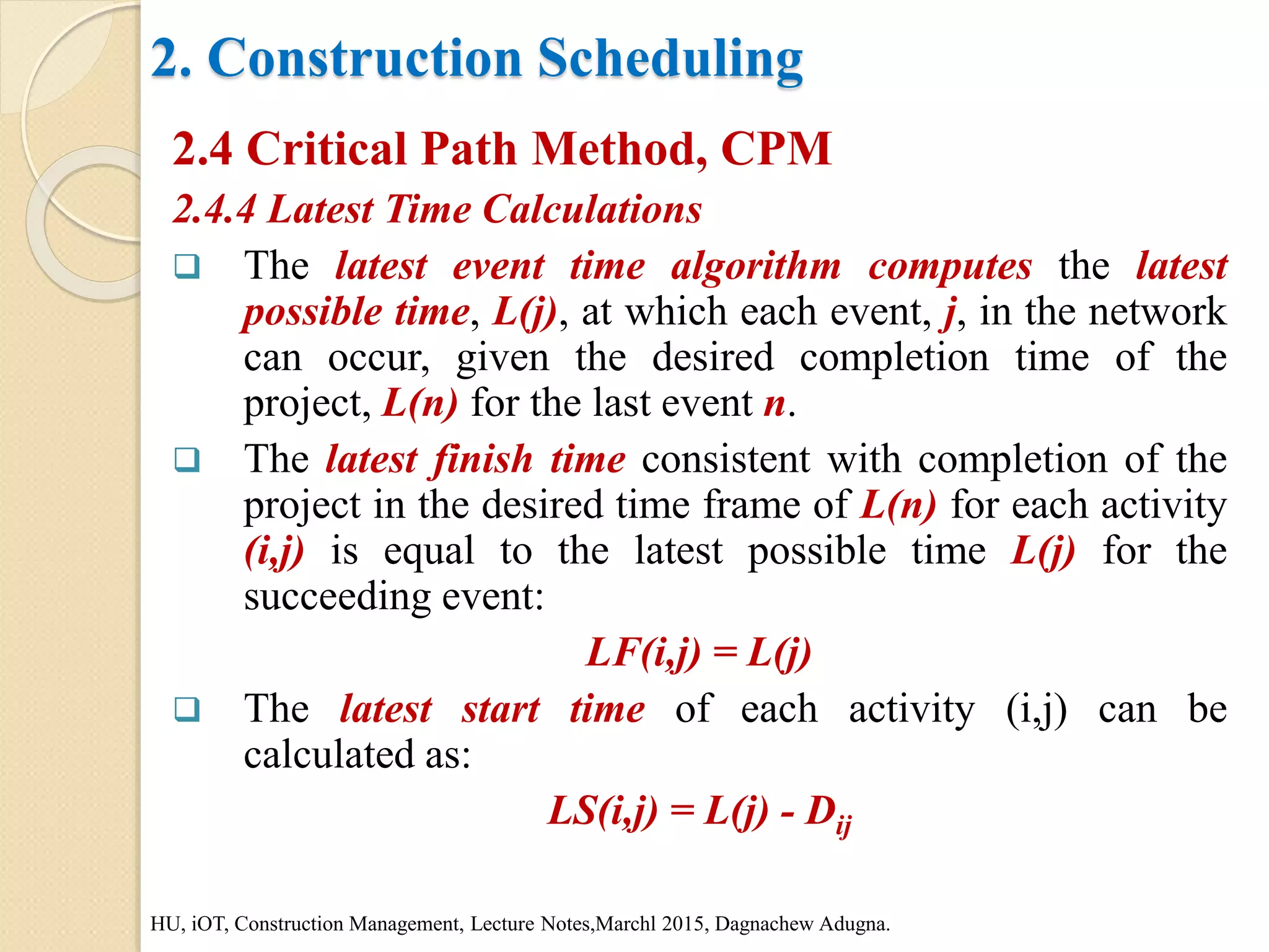 Chapter 3 Construction Planning and Scheduling lect. 3.ppt