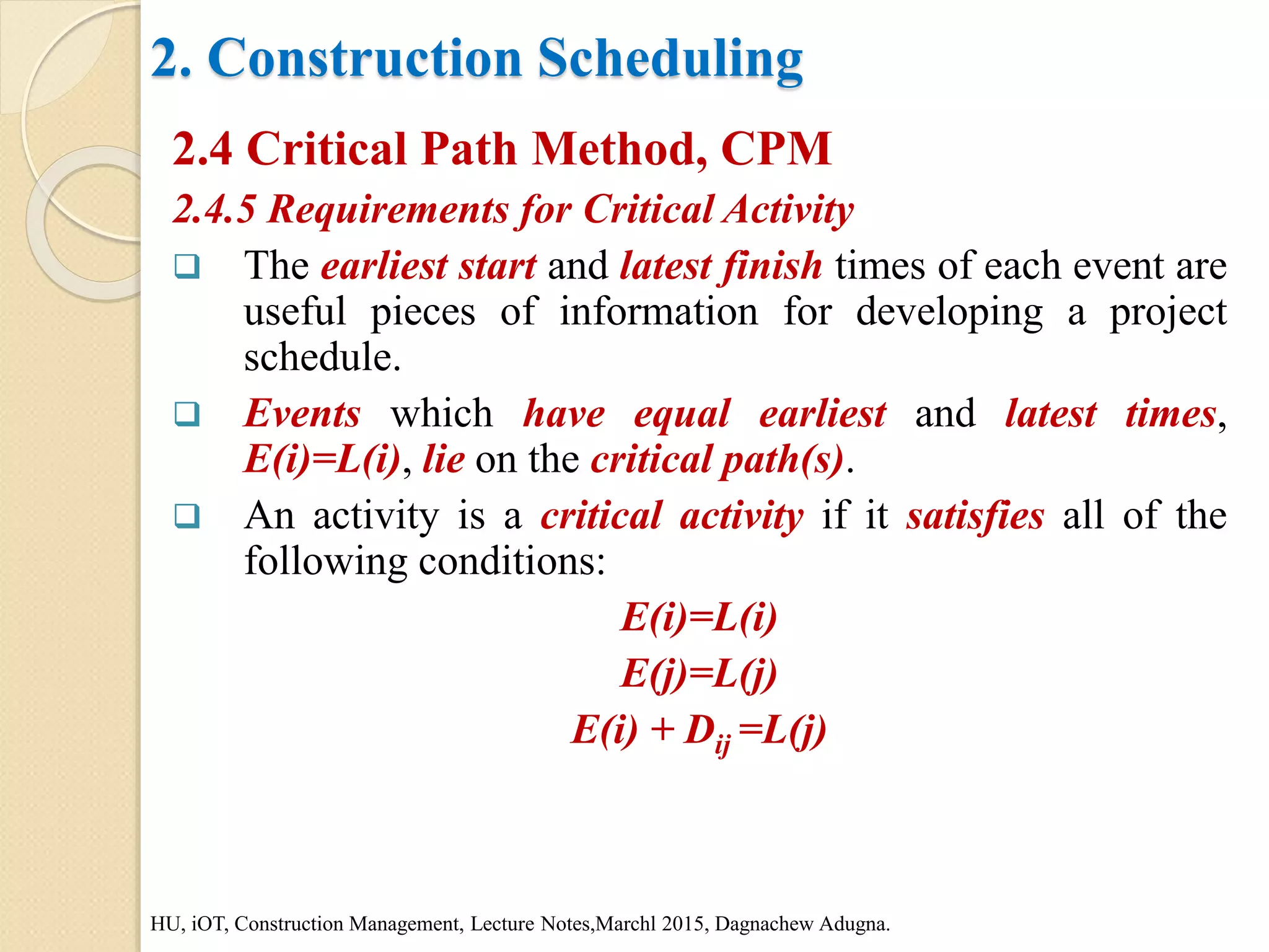 Chapter 3 Construction Planning And Scheduling Lect 3ppt