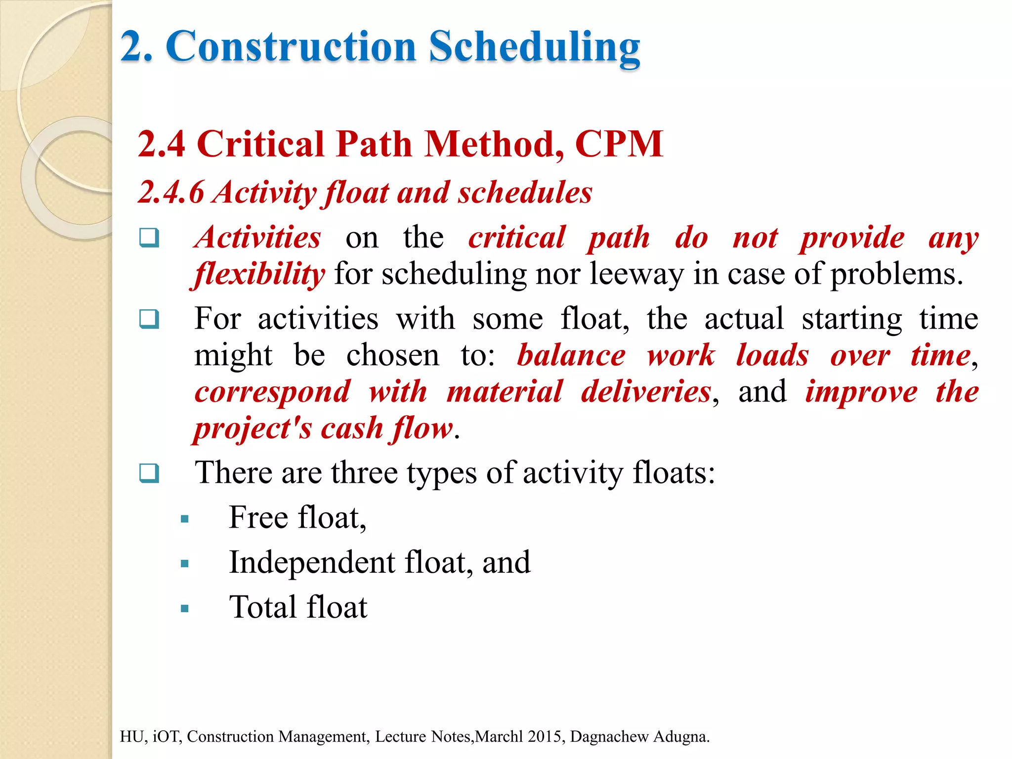 Chapter 3 Construction Planning and Scheduling lect. 3.ppt