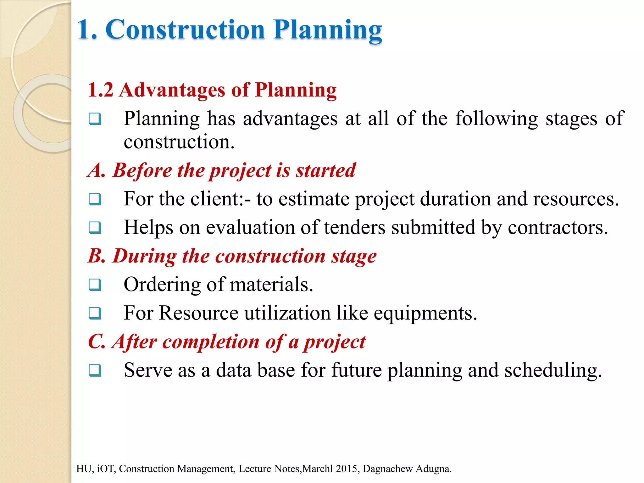 Chapter 3 Construction Planning and Scheduling lect. 3.ppt
