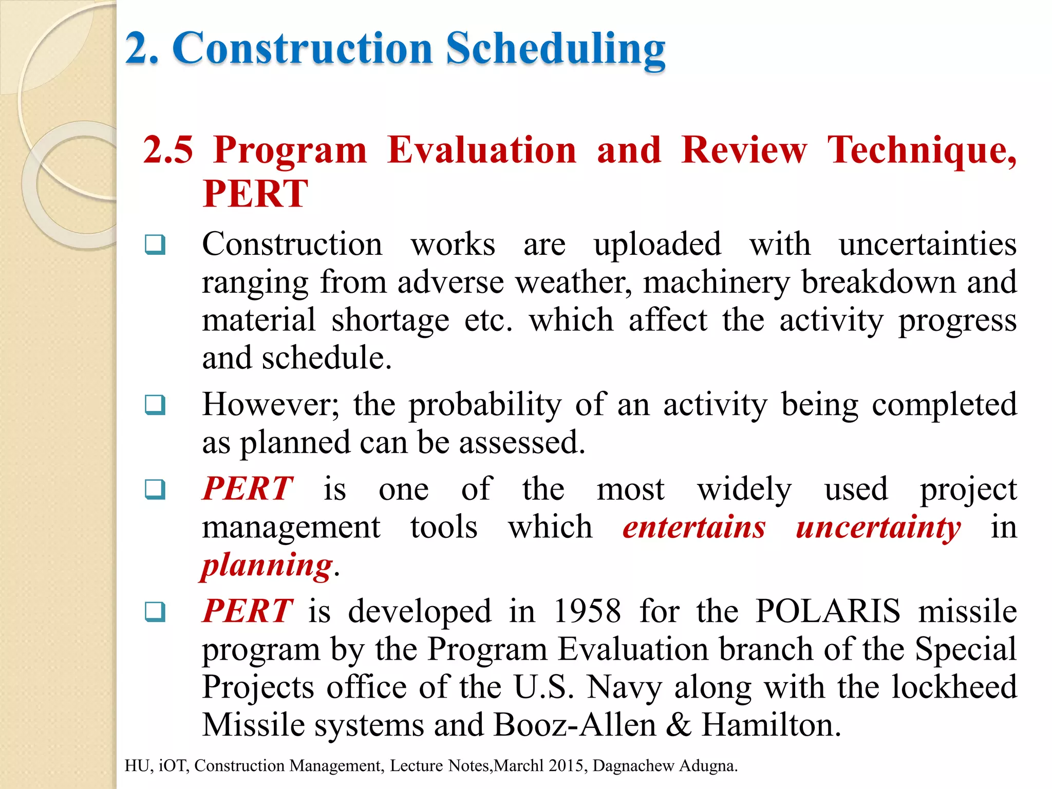 Chapter 3 Construction Planning and Scheduling lect. 3.ppt | Civil ...