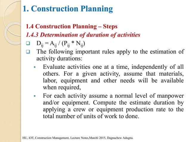 Chapter 3 Construction Planning and Scheduling lect. 3.ppt | Civil ...