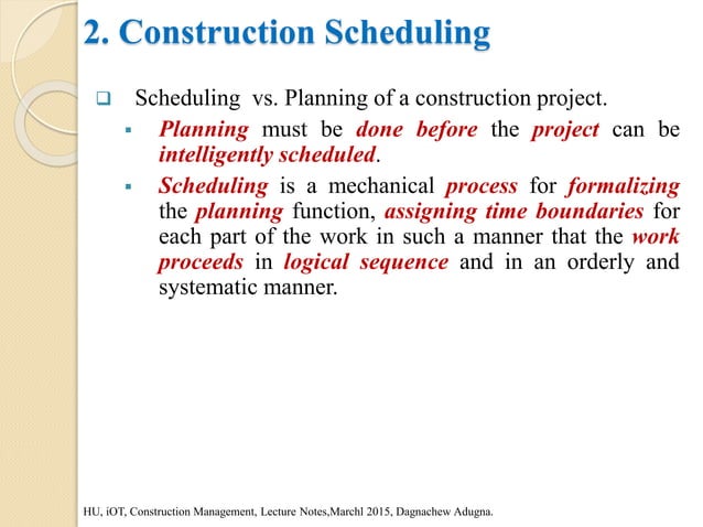 Chapter 3 Construction Planning and Scheduling lect. 3.ppt | Civil ...