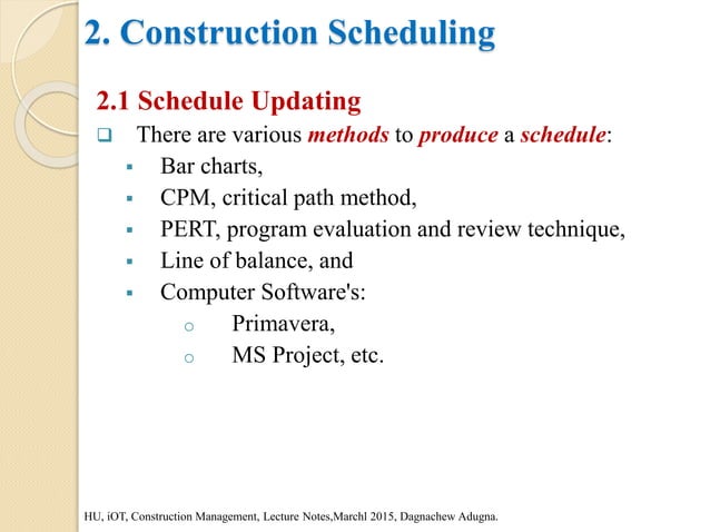 Chapter 3 Construction Planning and Scheduling lect. 3.ppt | Civil Engineering Industry | Industries