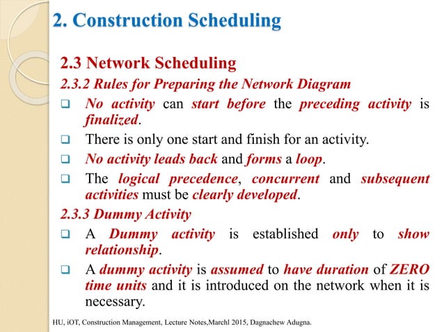 Chapter 3 Construction Planning and Scheduling lect. 3.ppt | Civil Engineering Industry | Industries