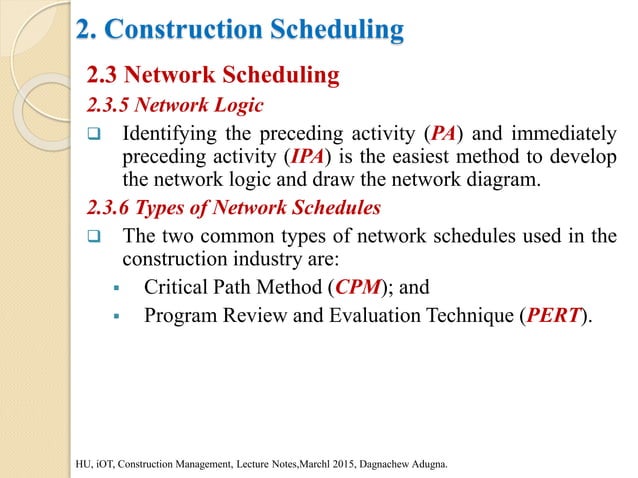 Chapter 3 Construction Planning and Scheduling lect. 3.ppt | Civil ...