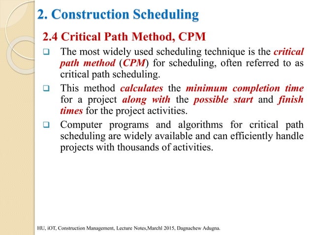Chapter 3 Construction Planning and Scheduling lect. 3.ppt | Civil ...