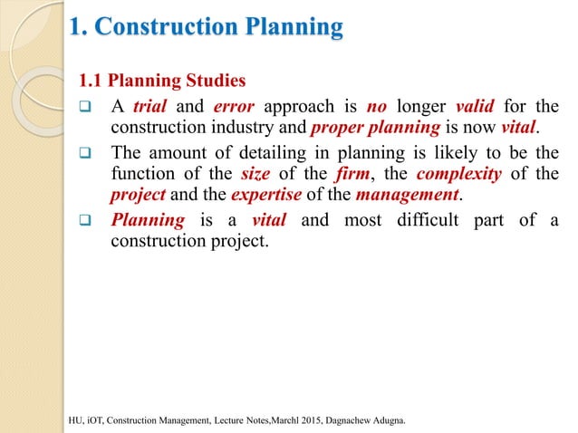 Chapter 3 Construction Planning and Scheduling lect. 3.ppt | Civil ...