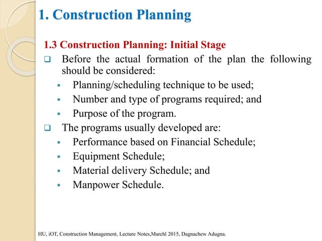 Chapter 3 Construction Planning and Scheduling lect. 3.ppt | Civil ...