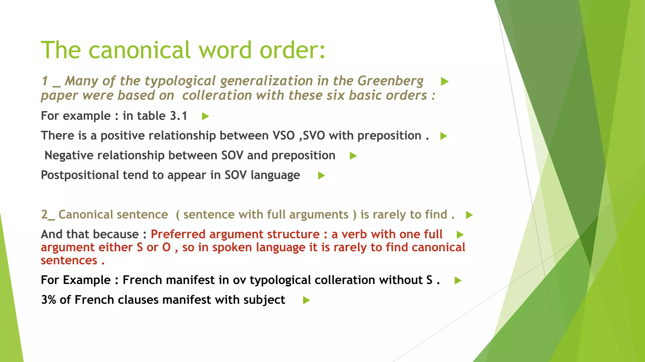 Basic Word Order’ in Formal and Functional Linguistics and the Typological Status of ‘Canonical ...