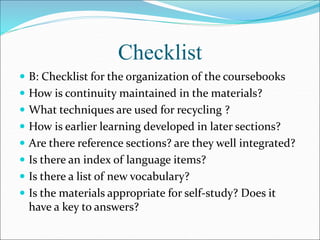 Coursebook Evaluation | PPT