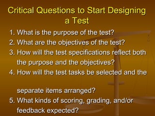 Chapter 3(designing classroom language tests) | PPT