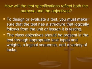 Chapter 3(designing classroom language tests) | PPT
