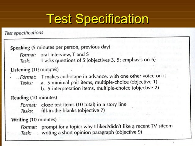 Chapter 3(designing classroom language tests) Chapter 3(designing classroom language tests)