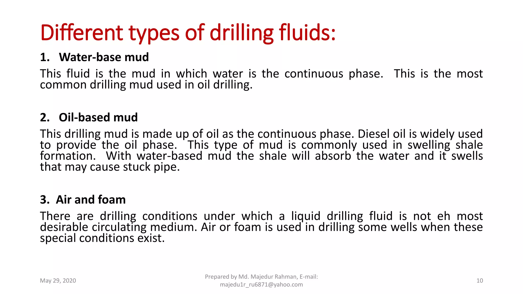 Drilling fluids | PPTX