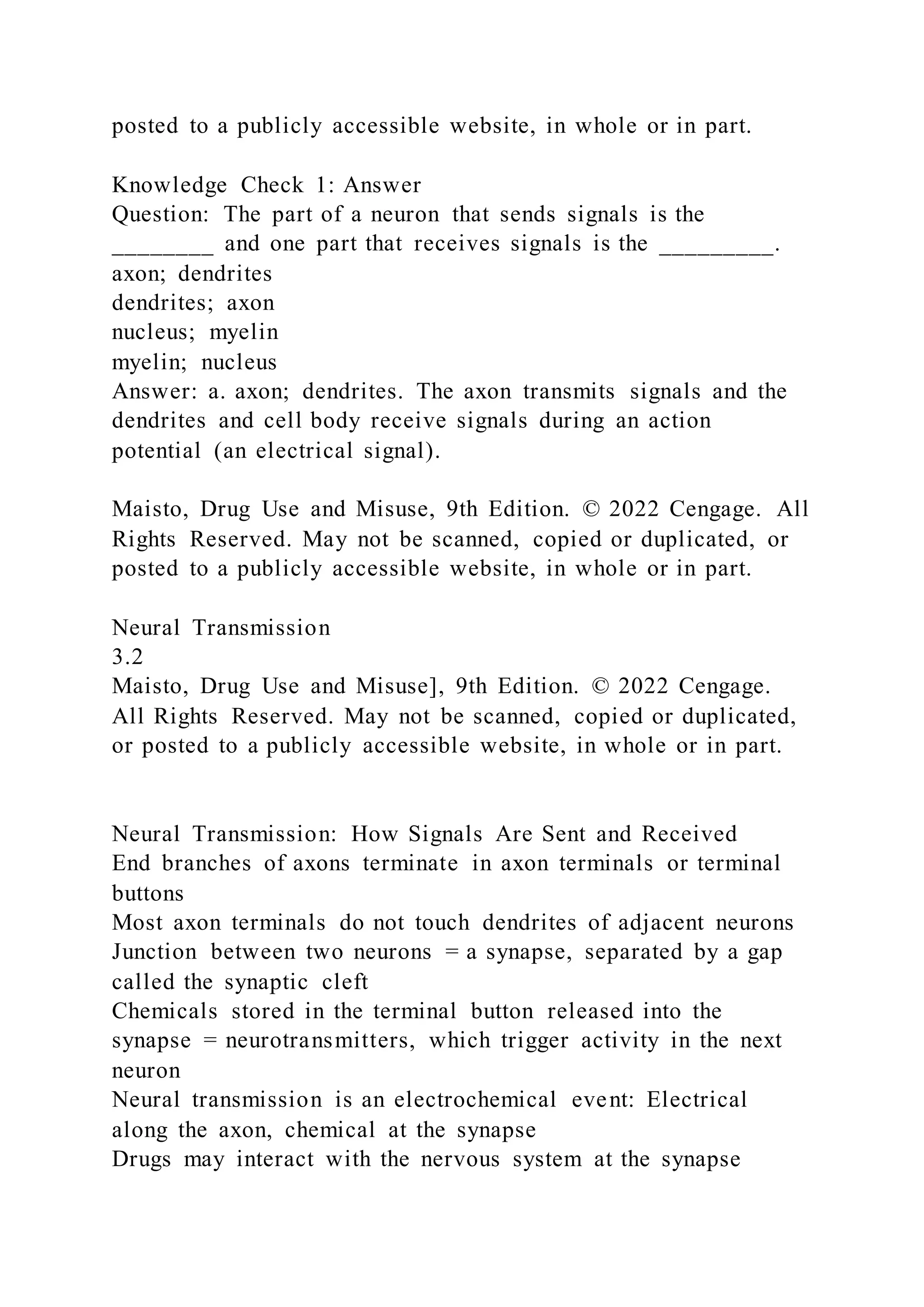 Chapter 3Drugs and the Nervous SystemMaisto, Drug Use and | PDF