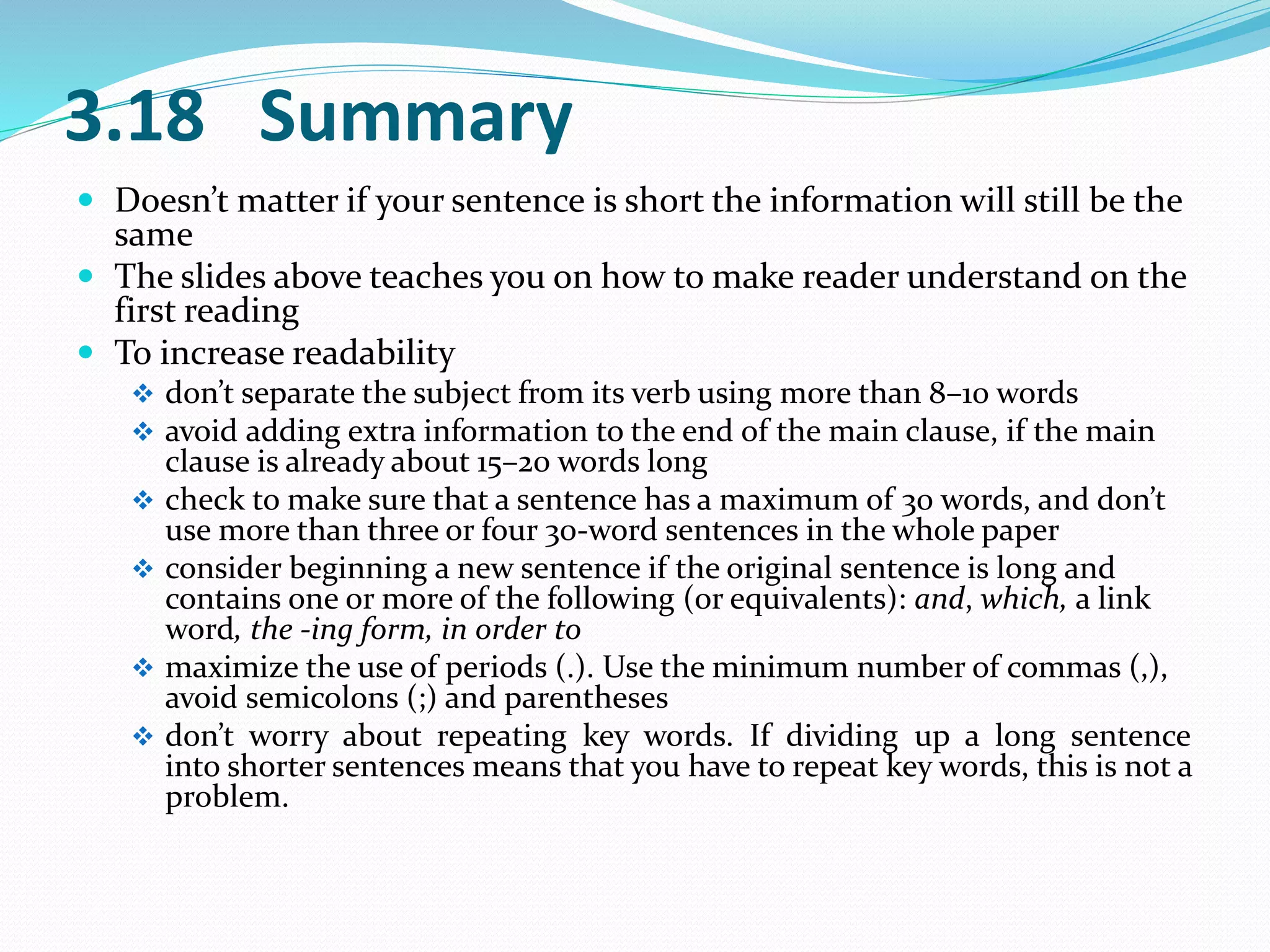 Chapter 3 Breaking up long sentences (ENGLISH FOR WRITING RESEARCH ...
