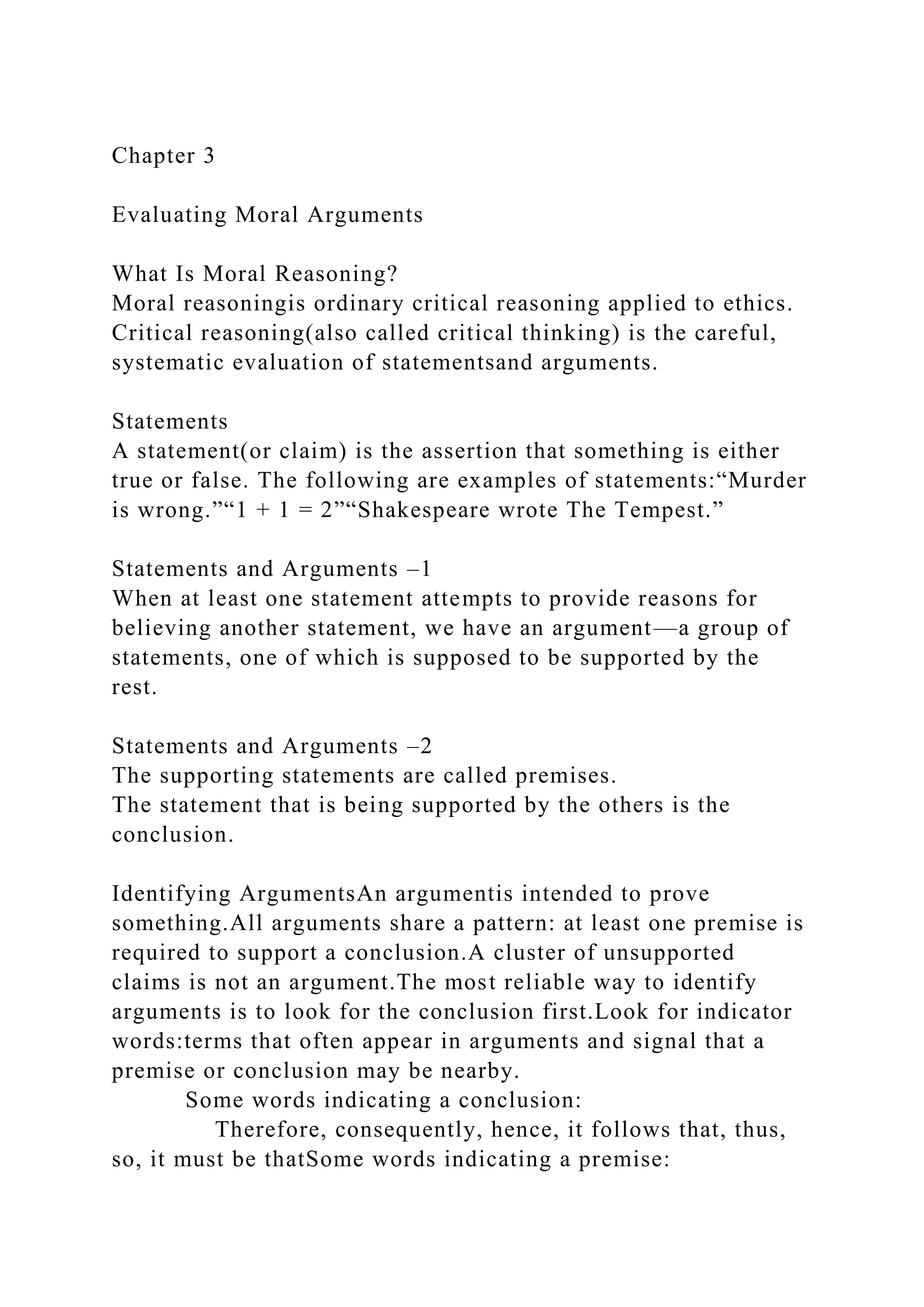Chapter 3Evaluating Moral ArgumentsWhat Is Moral Reasoning.docx