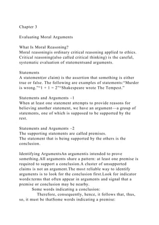 Chapter 3Evaluating Moral ArgumentsWhat Is Moral Reasoning.docx