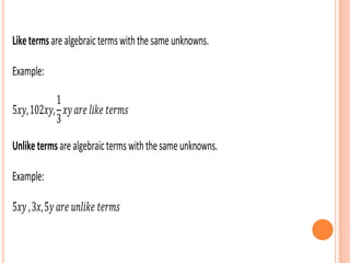 Chapter 3 Algebraic Expressions II | PPTX