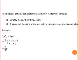 Chapter 3 Algebraic Expressions II | PPTX