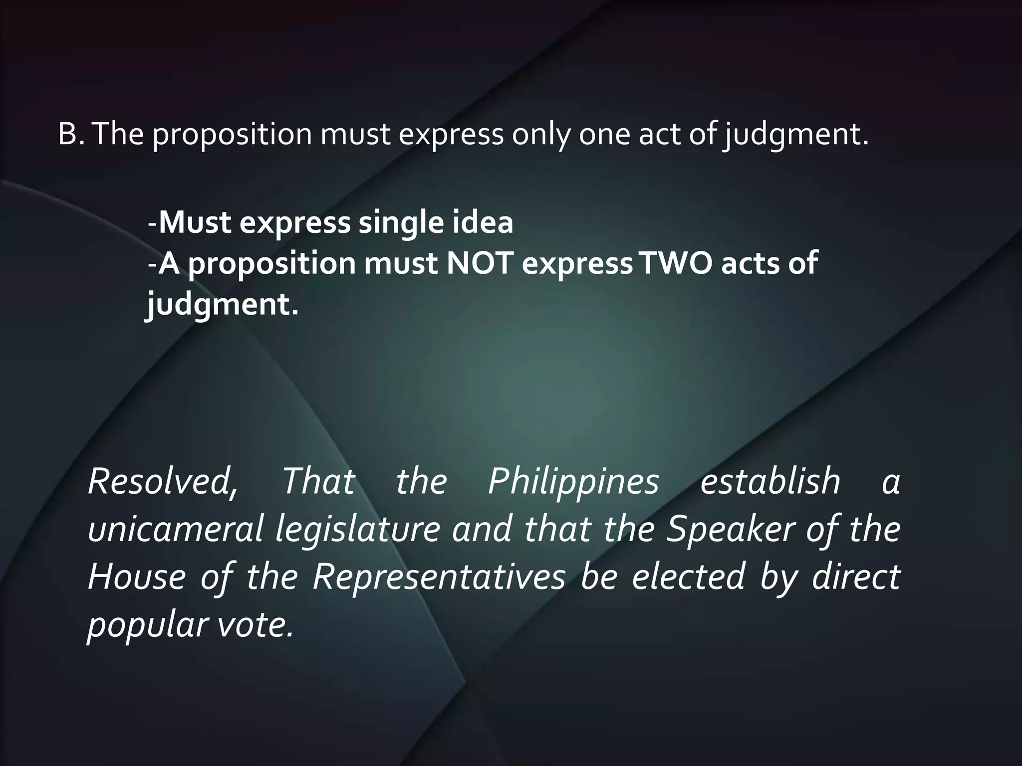 The Subject Of Argumentation Proposition Ppt