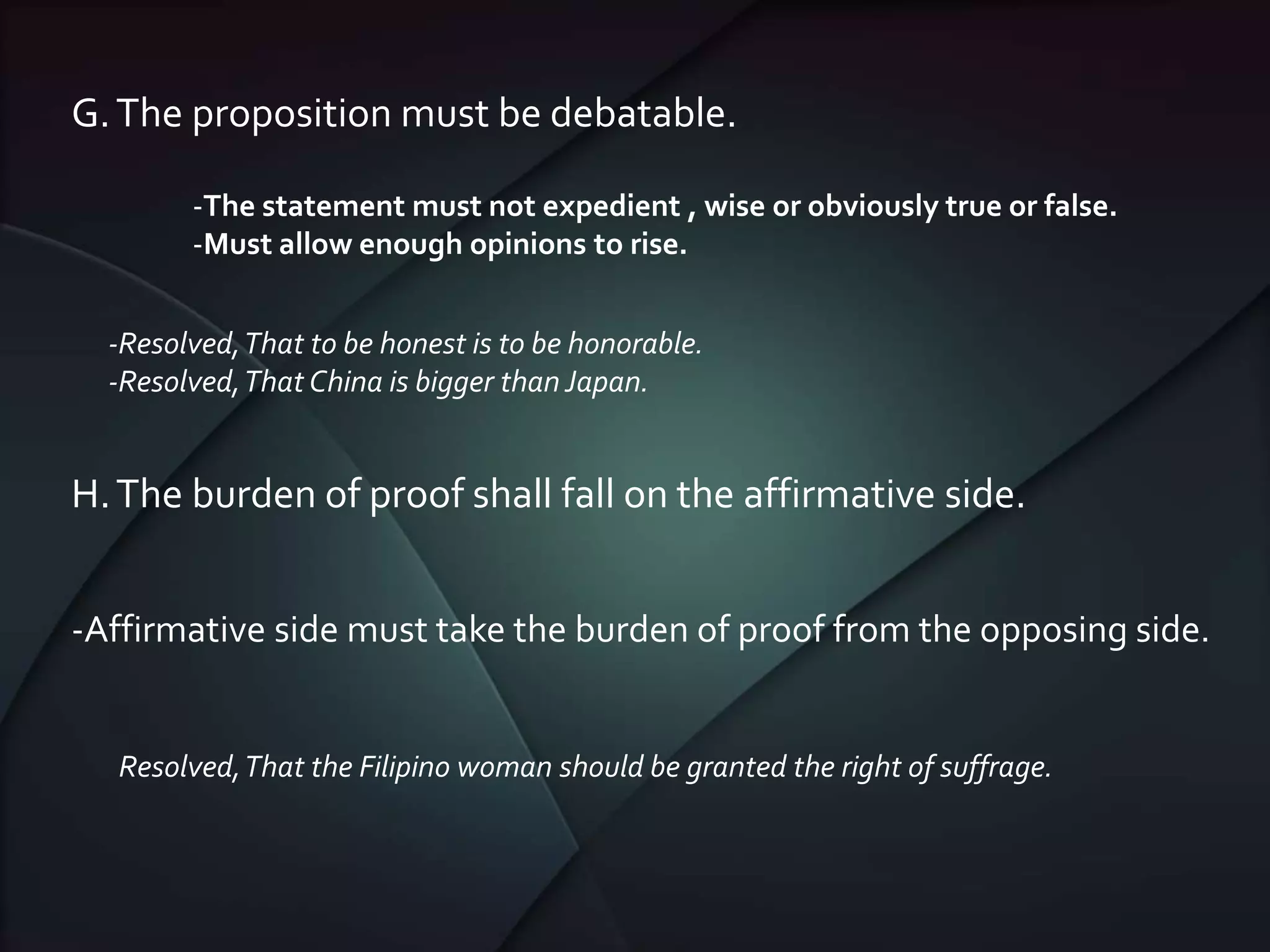 The Subject Of Argumentation Proposition Ppt