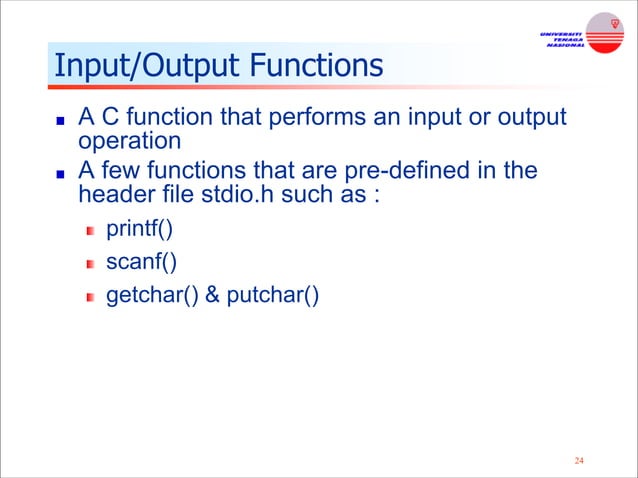 Fundamental Of C Programming Language And Basic Inputoutput Function Ppt