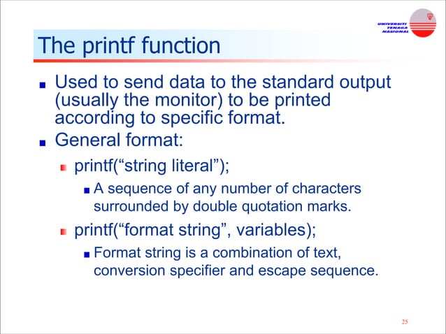 Fundamental of C Programming Language and Basic Input/Output Function | PPT