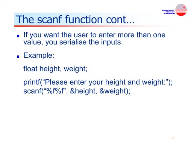 Fundamental Of C Programming Language And Basic Inputoutput Function Ppt