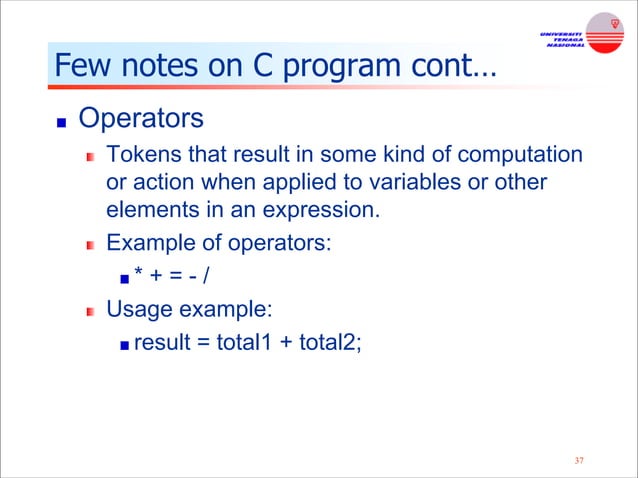 Fundamental of C Programming Language and Basic Input/Output Function | PPT