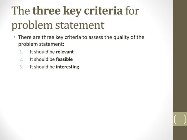 Chapter 3 The Research Process: The broad problem area and defining the ...