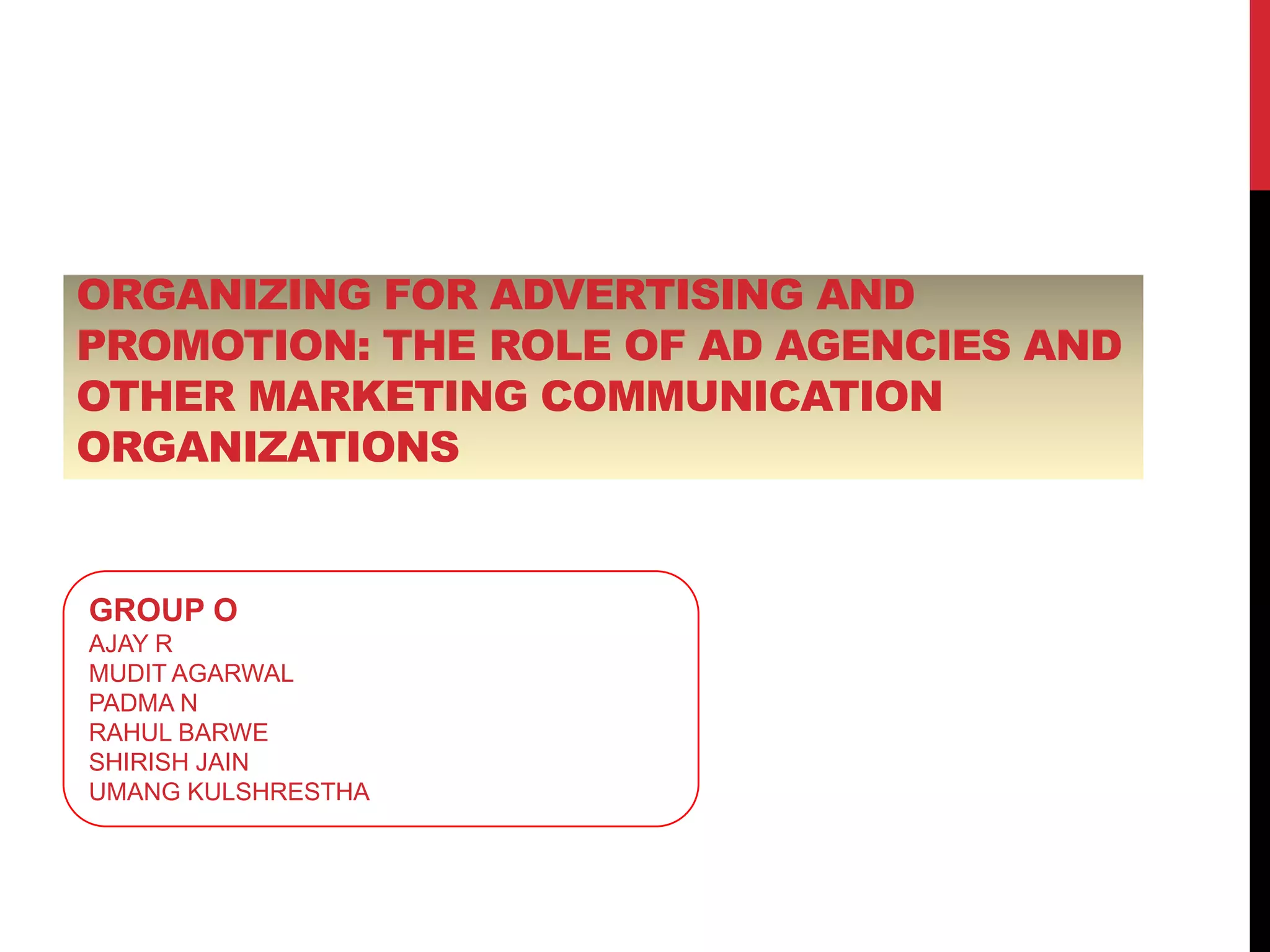 Organizing for Advertising and Promotion | PPTX