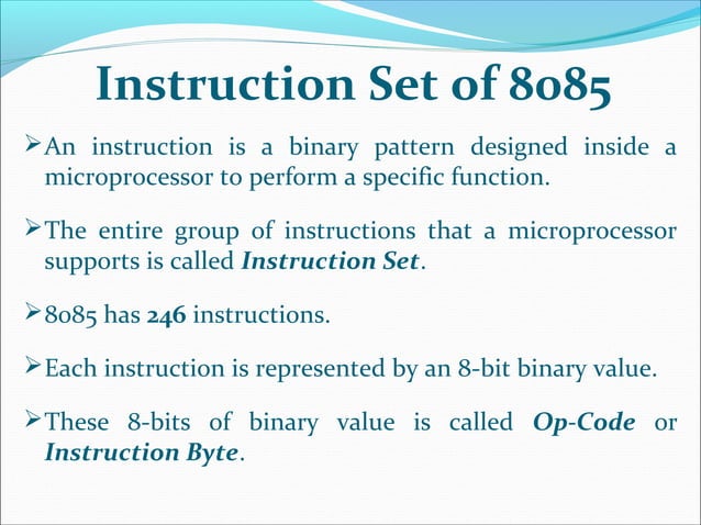 INTEL 8085 DATA FORMAT AND INSTRUCTIONS | PDF