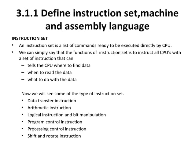 Chapter 3 INSTRUCTION SET AND ASSEMBLY LANGUAGE PROGRAMMING | PPT