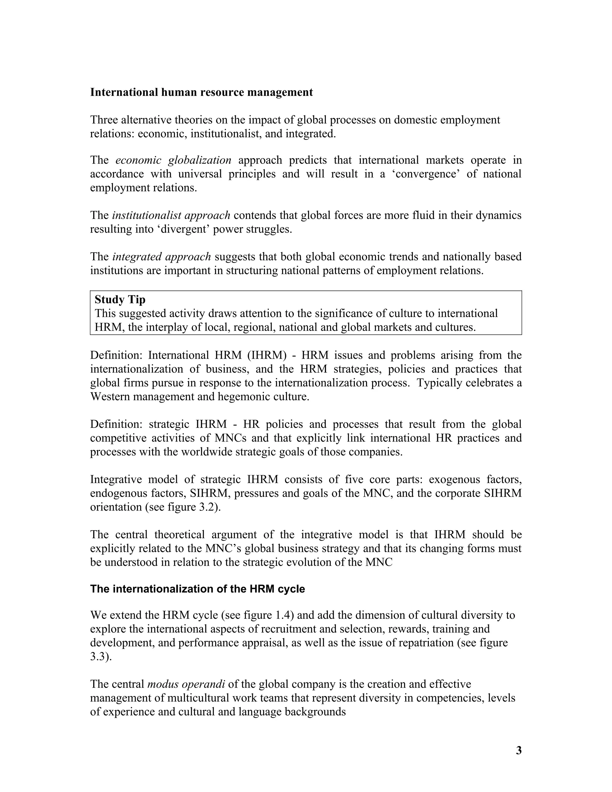 Chapter 3 international human resource management | DOC
