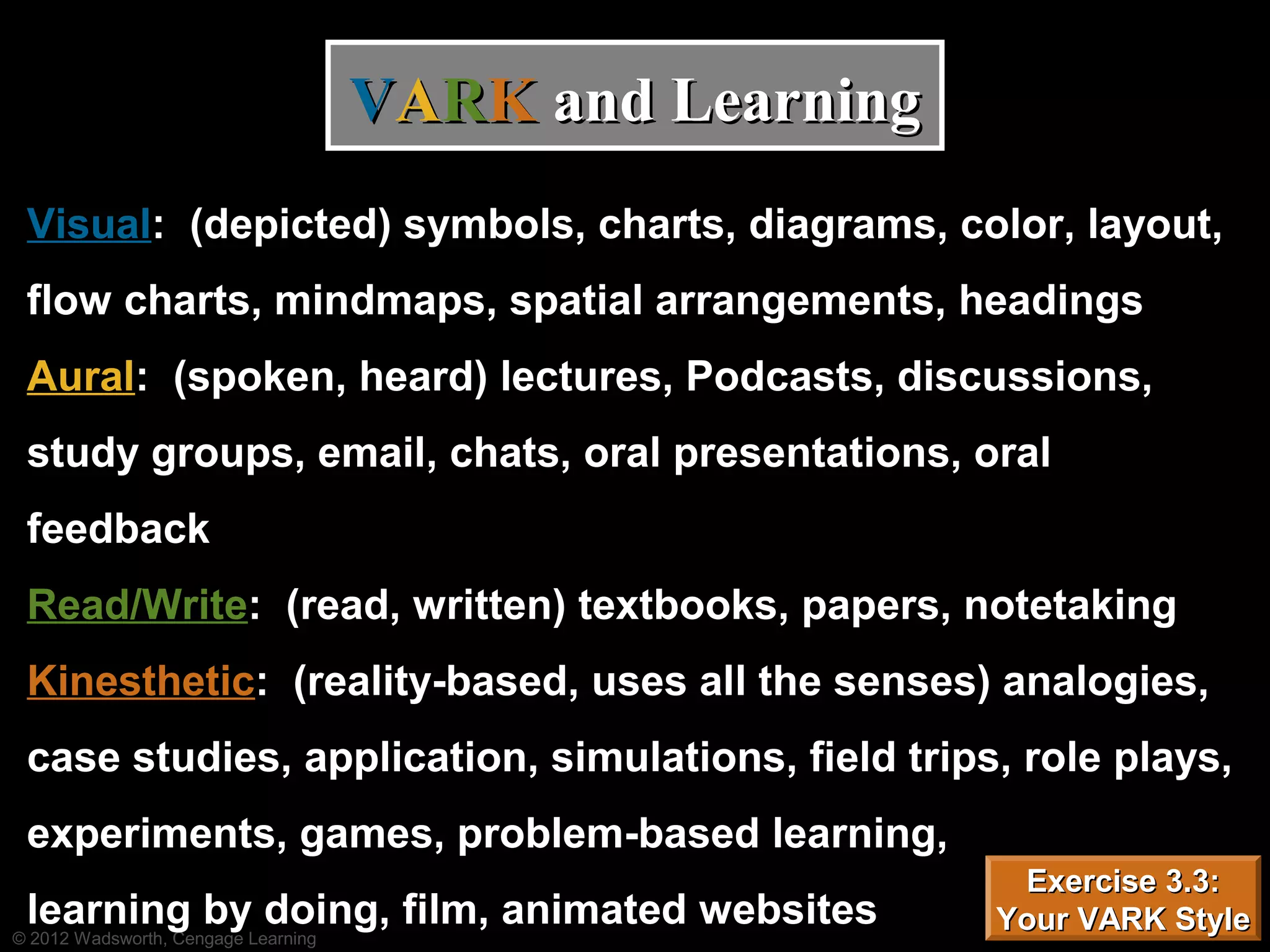 Chapter 3 learning styles | PPT