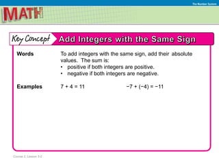 (7) Lesson 3.2 - Add Integers | PPTX | Science