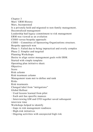 Chapter 3Mars’ ERM HistoryMars, Incorporated Is a privately .docx