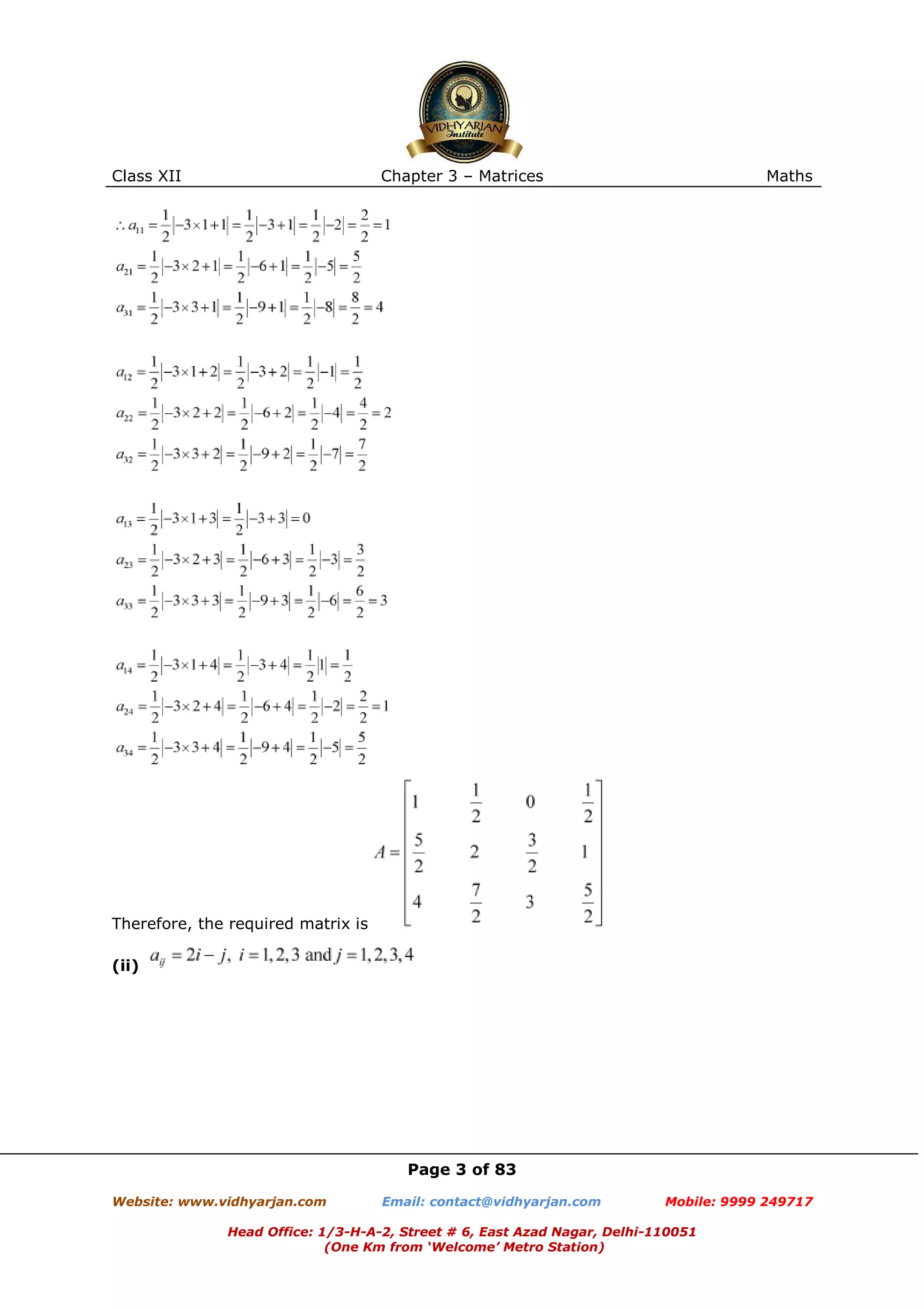 Chapter 3 matrices | PDF