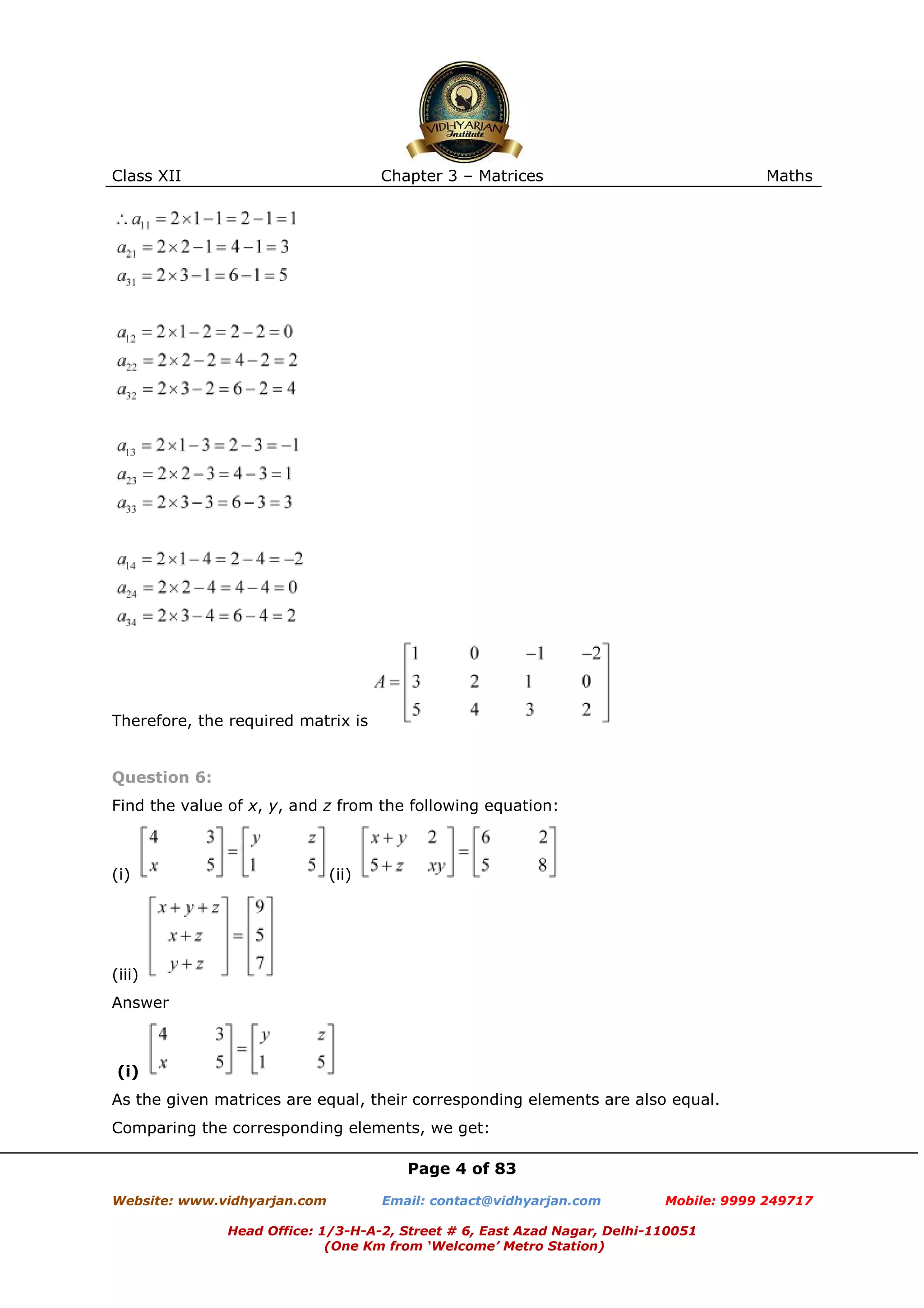 Chapter 3 matrices | PDF