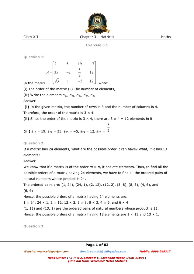 Chapter 3 matrices | PDF | Chemistry | Science
