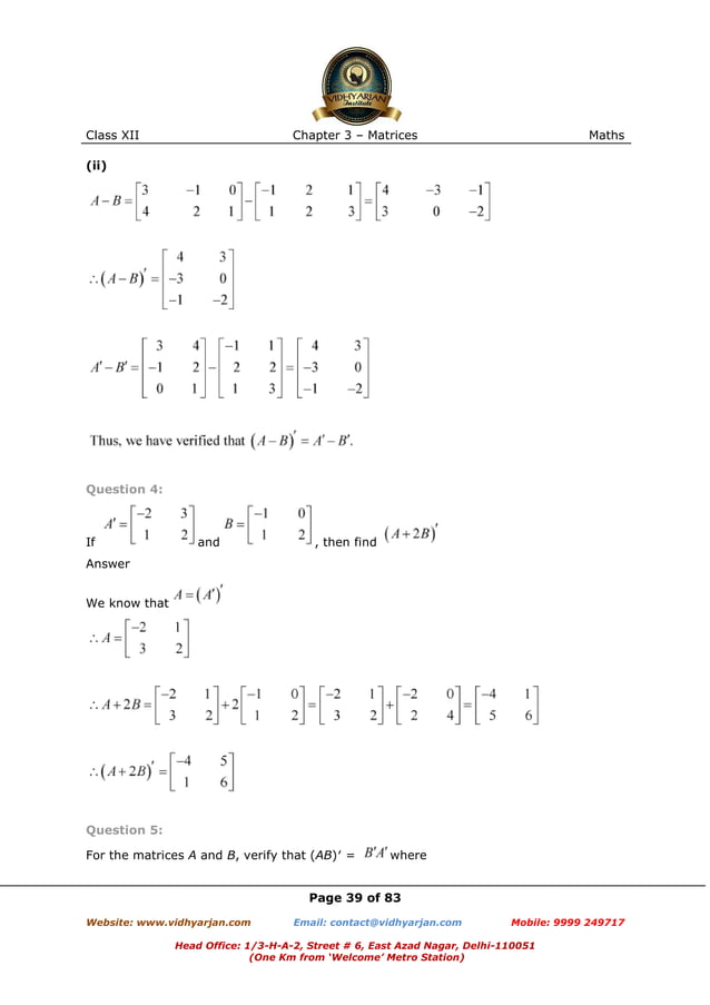 Chapter 3 matrices | PDF | Chemistry | Science