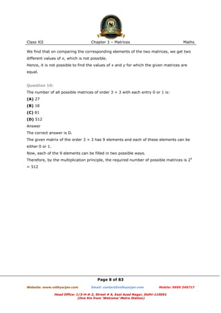 Chapter 3 matrices | PDF