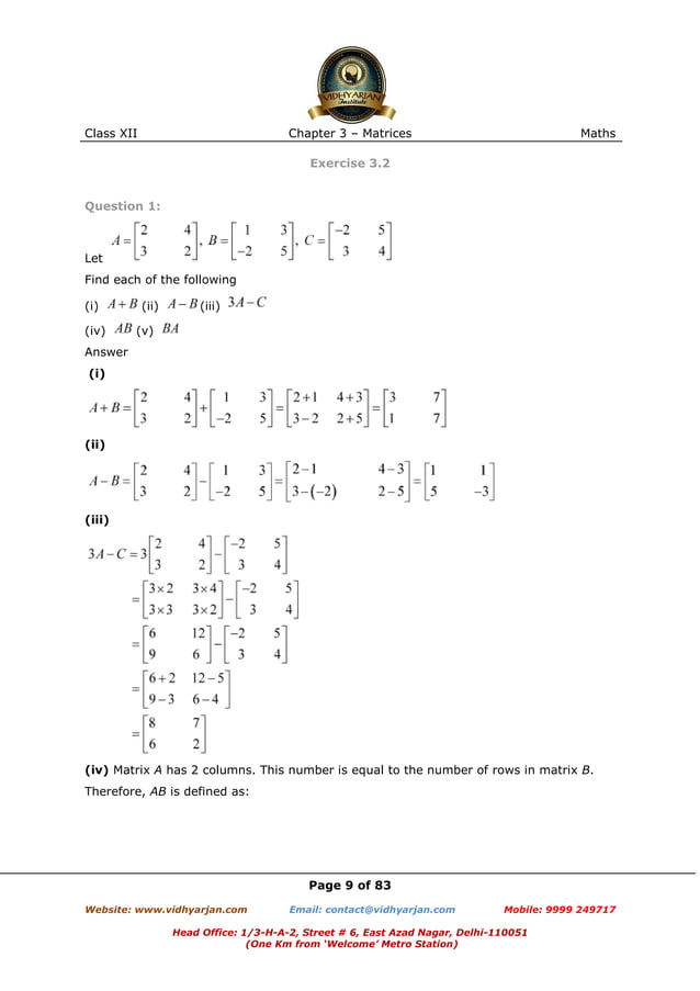 Chapter 3 matrices | PDF | Chemistry | Science