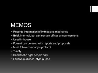 Chapter 3 memos and blogs | PPT