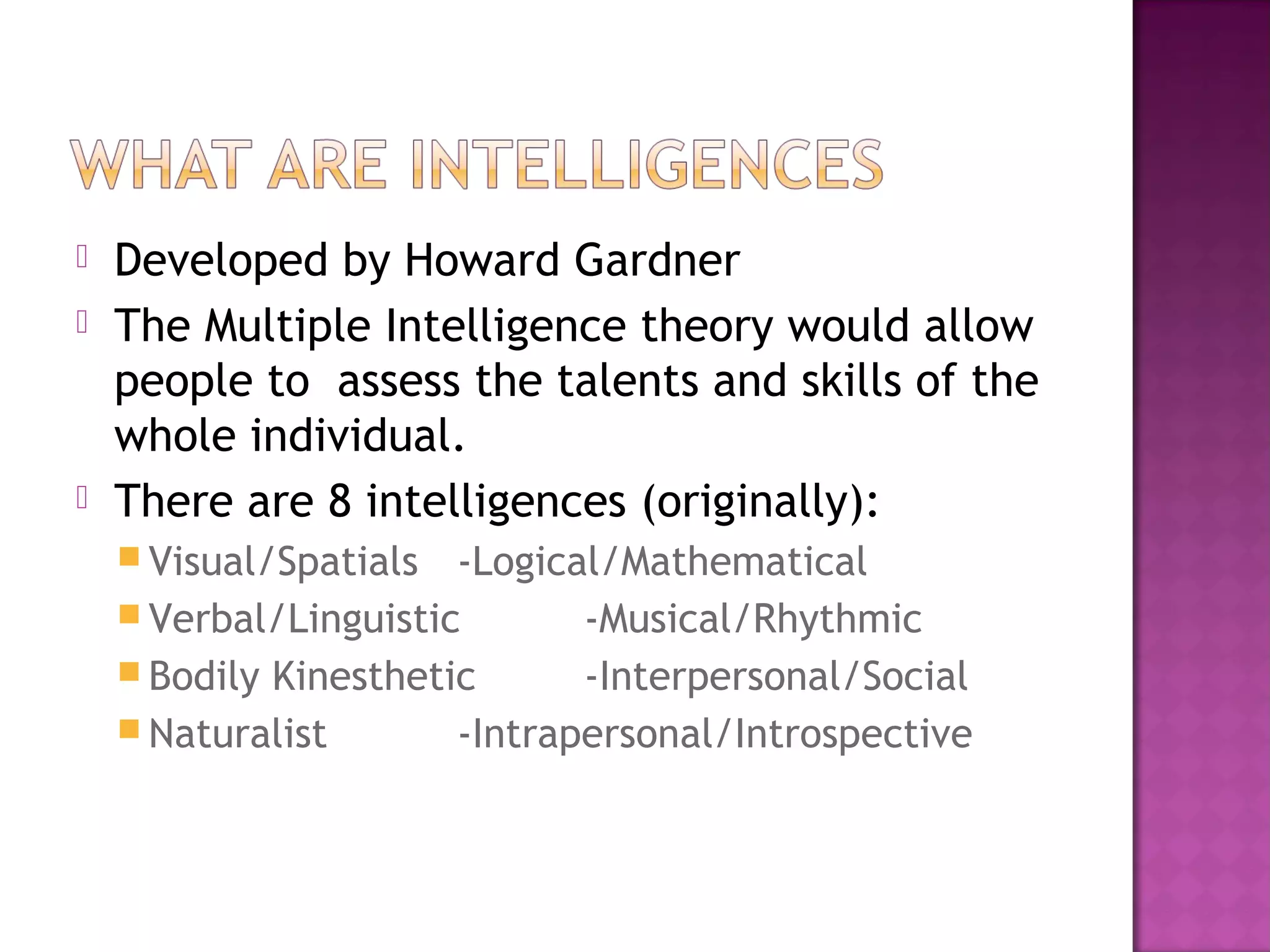 Chapter 3 multiple intelligence | PPT